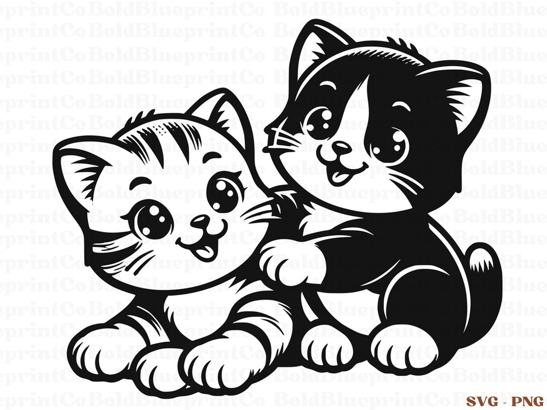 Happy Cats, Happy Kittens, Playing, SVG, PNG, Clipart, Love, Friends ...