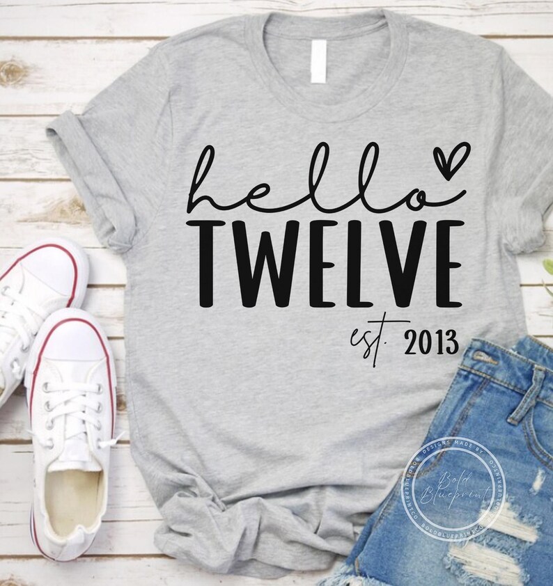 Hello Twelve SVG, PNG, Birthday Graphics Svg, 12th Birthday, Birthday ...