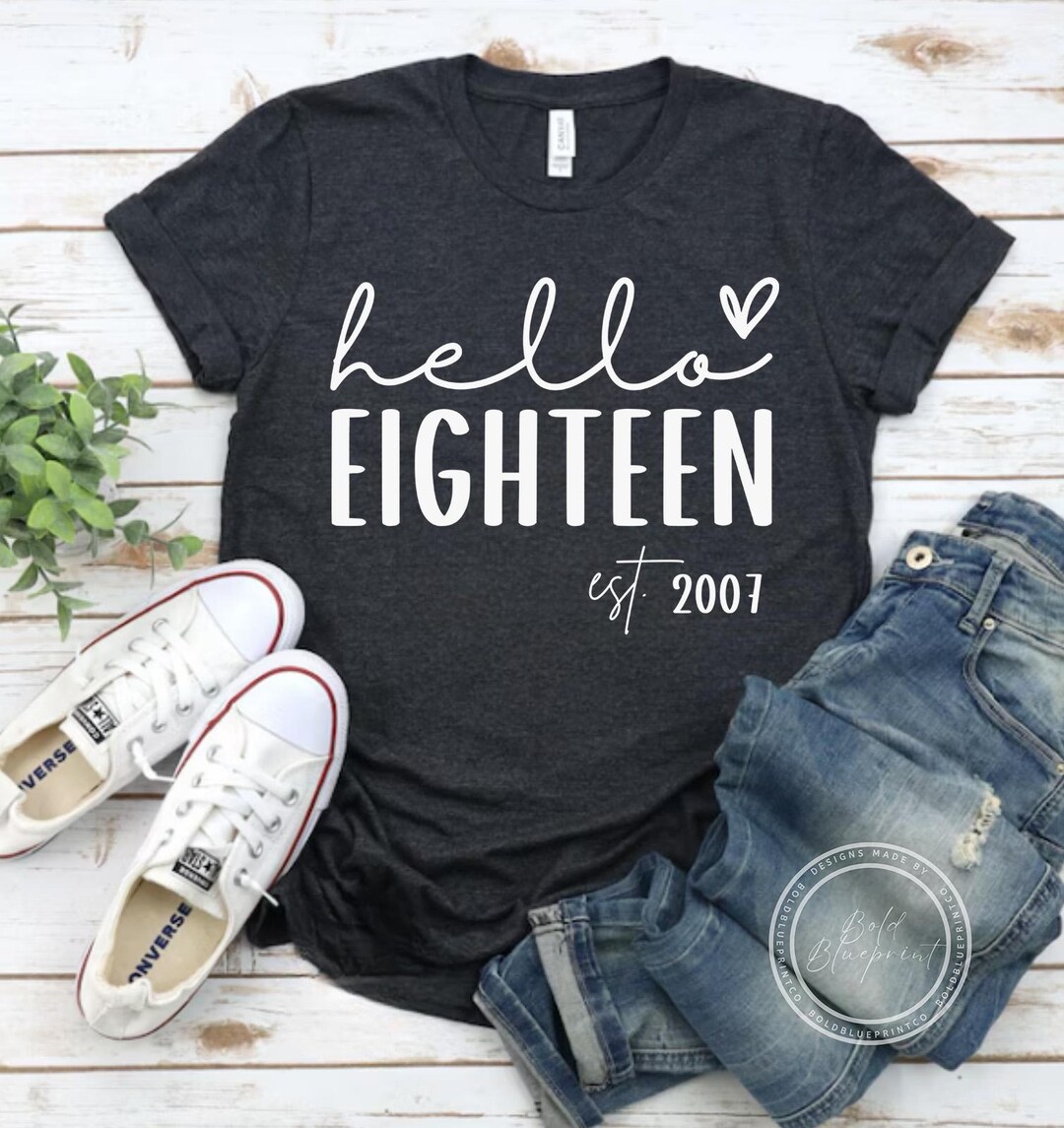 Hello Eighteen SVG, PNG, Heart, 18th Svg, 18th Birthday, Est 2007 Svg ...