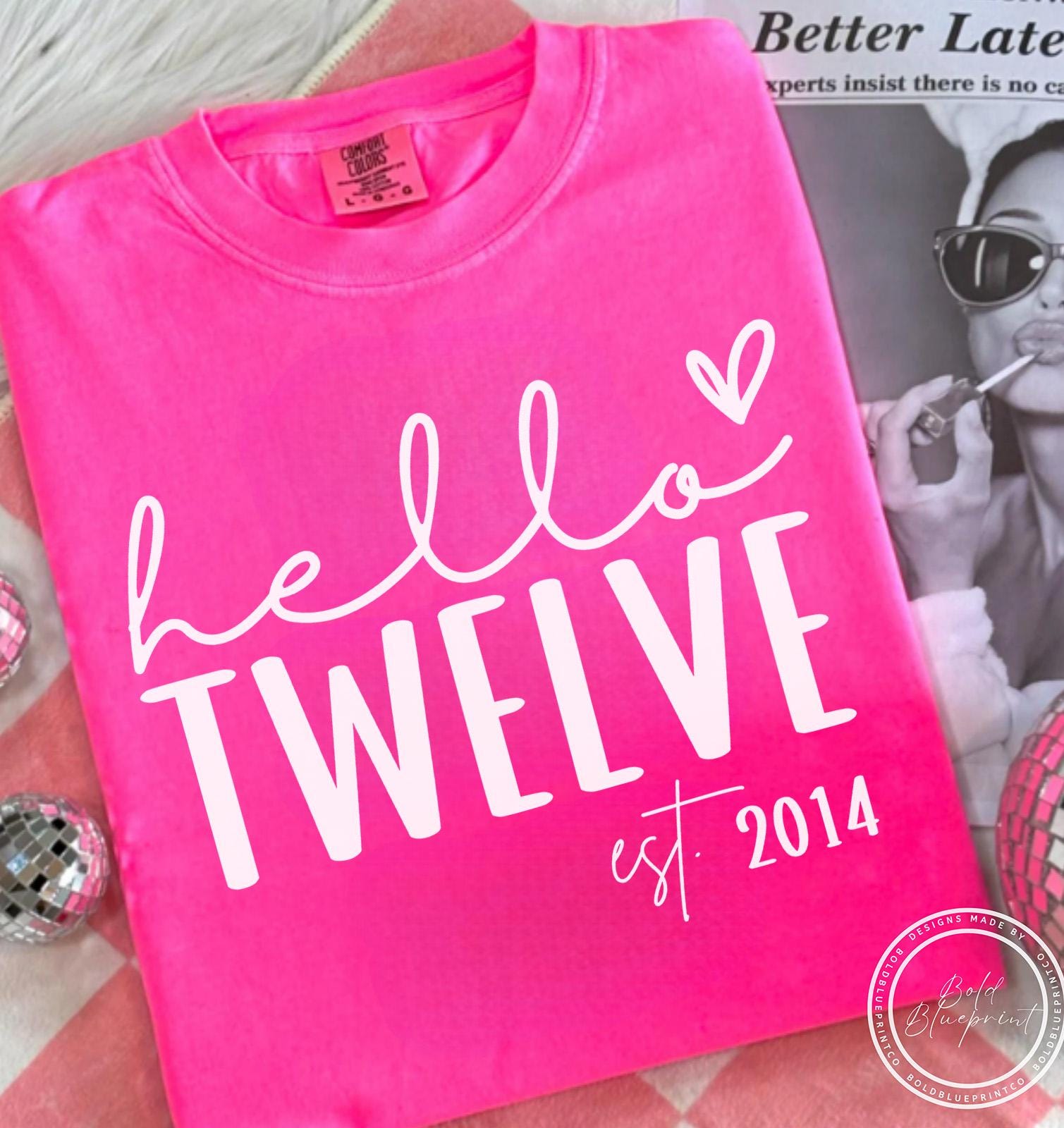 Hello Twelve SVG, PNG, Birthday Graphics Svg, 12th Birthday, Birthday ...