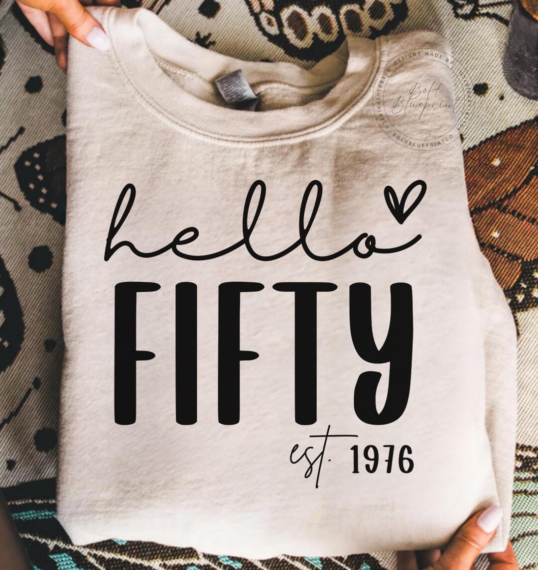 Hello Fifty SVG, PNG, Birthday Svg, 50th Birthday, Birthday Shirt, Est ...