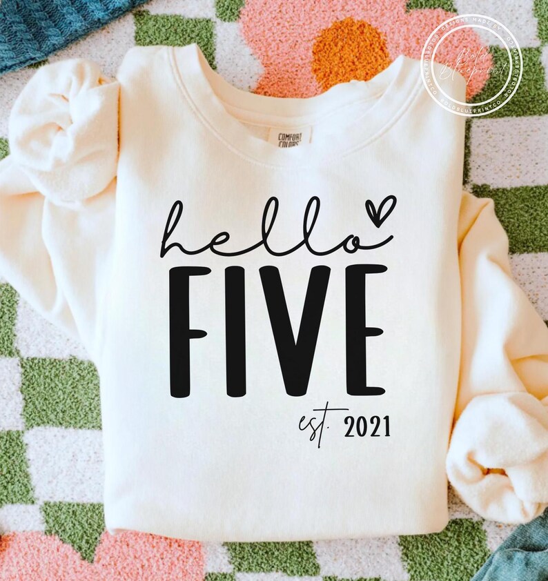 Hello Five SVG, PNG, Birthday Graphics Svg, 5th Birthday, Birthday ...