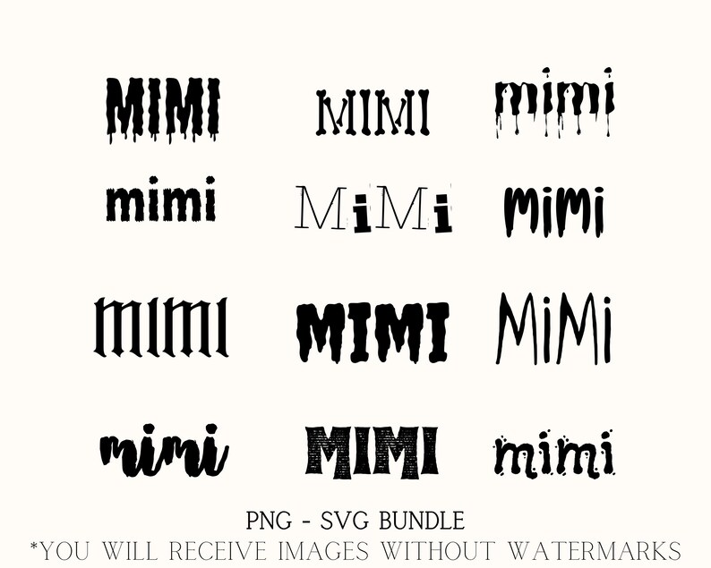 Mimi Bundle, 12 Designs SVG, PNG - Etsy