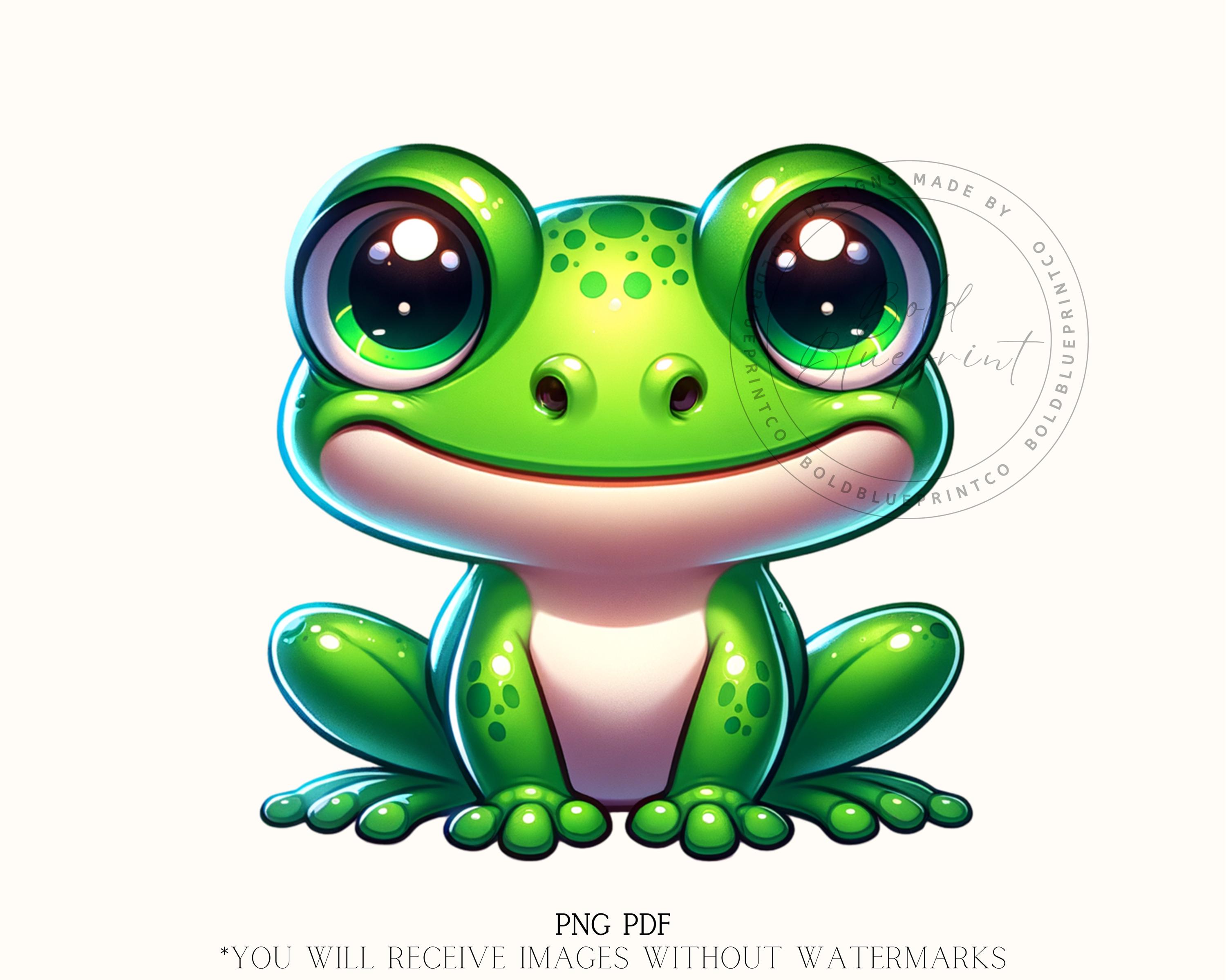 Cute Frog Clipart, PNG, PDF, Kawaii Frog, Frog Sublimation, Baby Frog ...