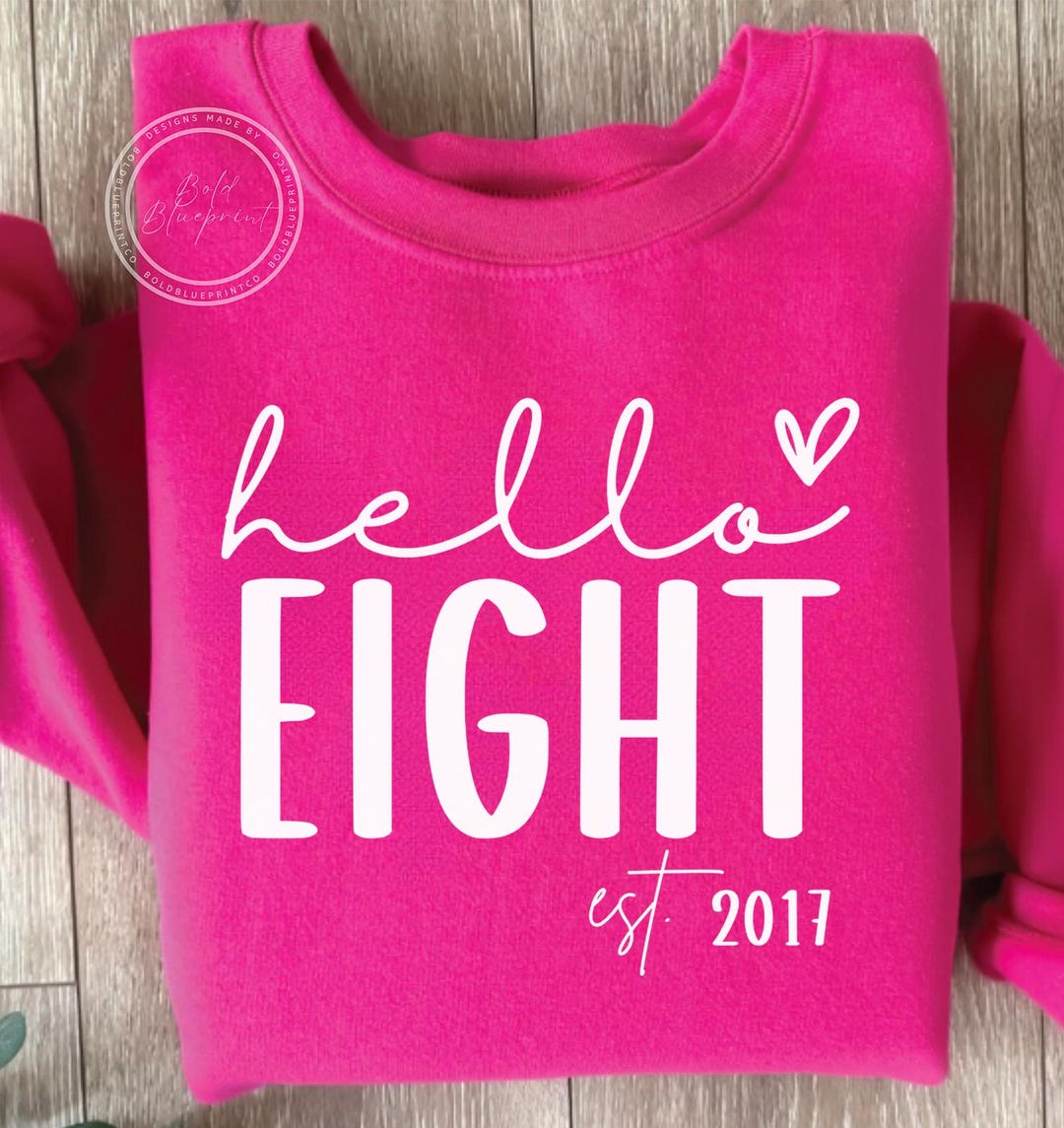 Hello Eight SVG, PNG, Birthday Svg, 8th Birthday, Birthday Shirt, Est ...