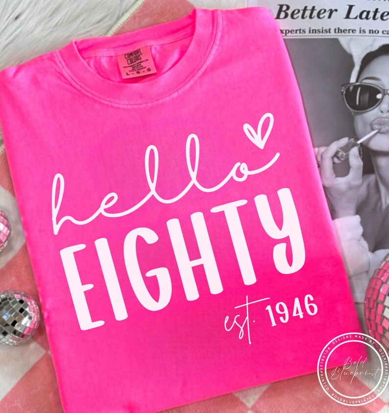 Hello Eighty SVG, PNG, Birthday Svg, 80th Birthday, Birthday Shirt, Est ...