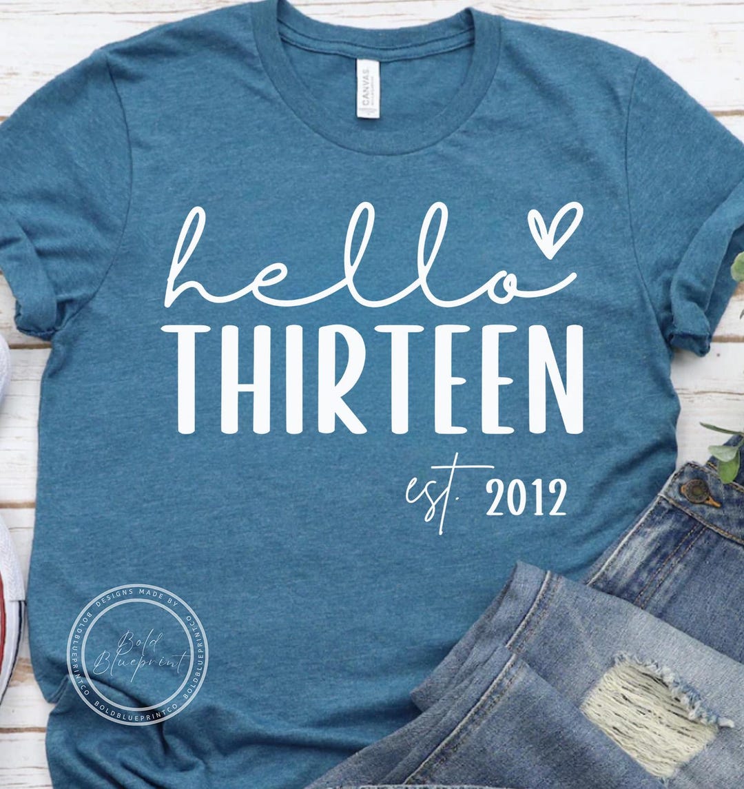 Hello Thirteen SVG, PNG, 13th Birthday, Birthday Shirt, Est 2012 Svg ...