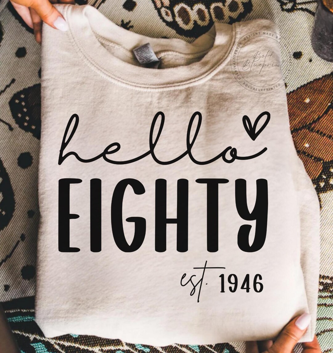 Hello Eighty SVG, PNG, Birthday Svg, 80th Birthday, Birthday Shirt, Est ...