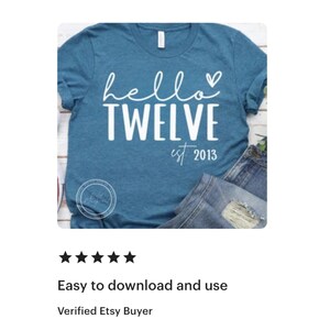 Hello Twelve SVG, PNG, Birthday Graphics Svg, 12th Birthday, Birthday ...