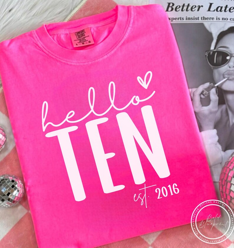 Hello Ten SVG, PNG, Birthday Graphics Svg, 10th Birthday, Birthday ...