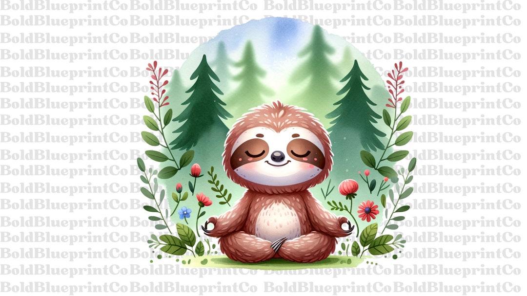 Cute Sloth, Yoga PNG, Sloth Clipart, Sloth, Sloth Gift, Sloth PNG, Just ...