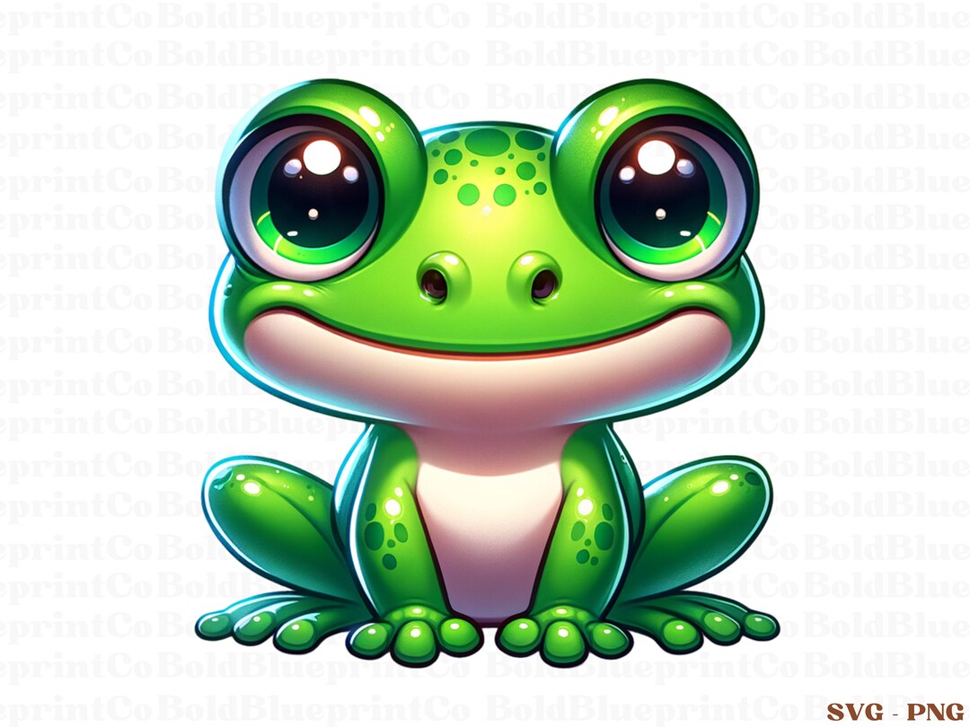 Cute Frog Clipart, SVG, PNG, Kawaii, Baby Frog, Green Frog, Gift ...