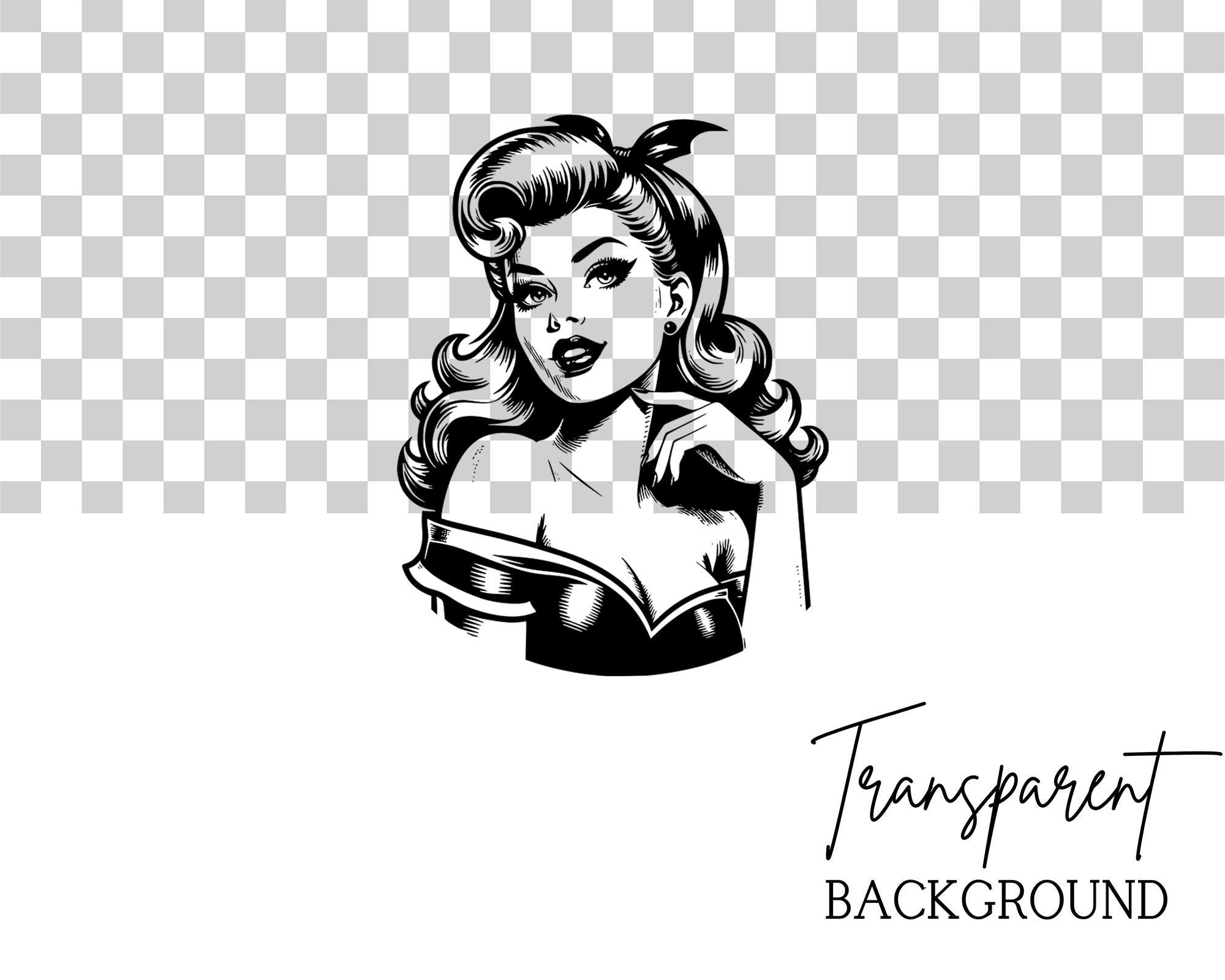 Pin up Girl, PNG, SVG, Tattoo, Bandana Svg, Beautiful Girl, Vintage Pin ...