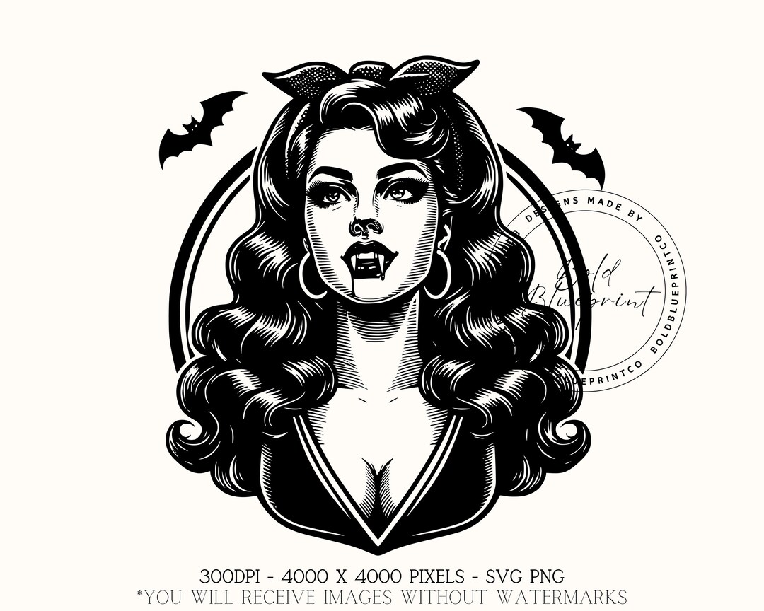 Halloween Pin up Vampire, PNG, SVG, Halloween Clipart, Spooky Season ...