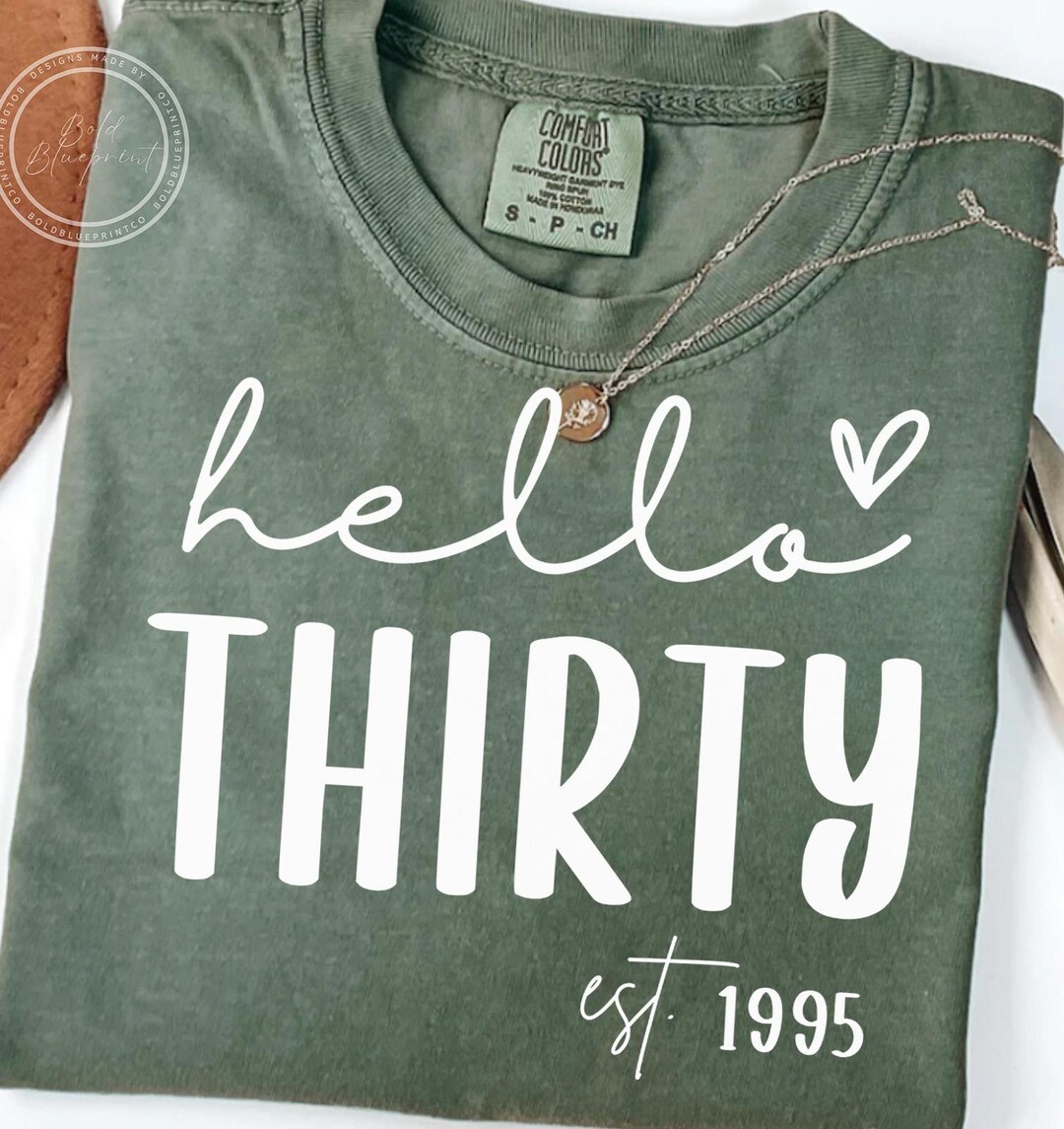 Hello Thirty SVG, PNG, Birthday Svg, 30th Birthday, Birthday Shirt, Est ...