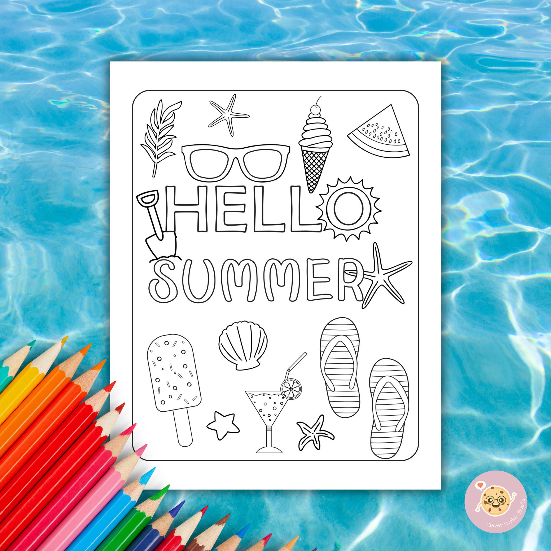 Summer Fun Coloring Page Set | PDF Instant Download | Printable ...