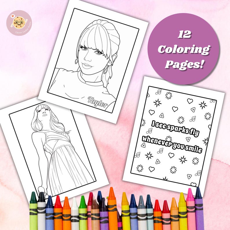 Taylor Swift Coloring Pages Digital Download PDF Adult Coloring Book ...