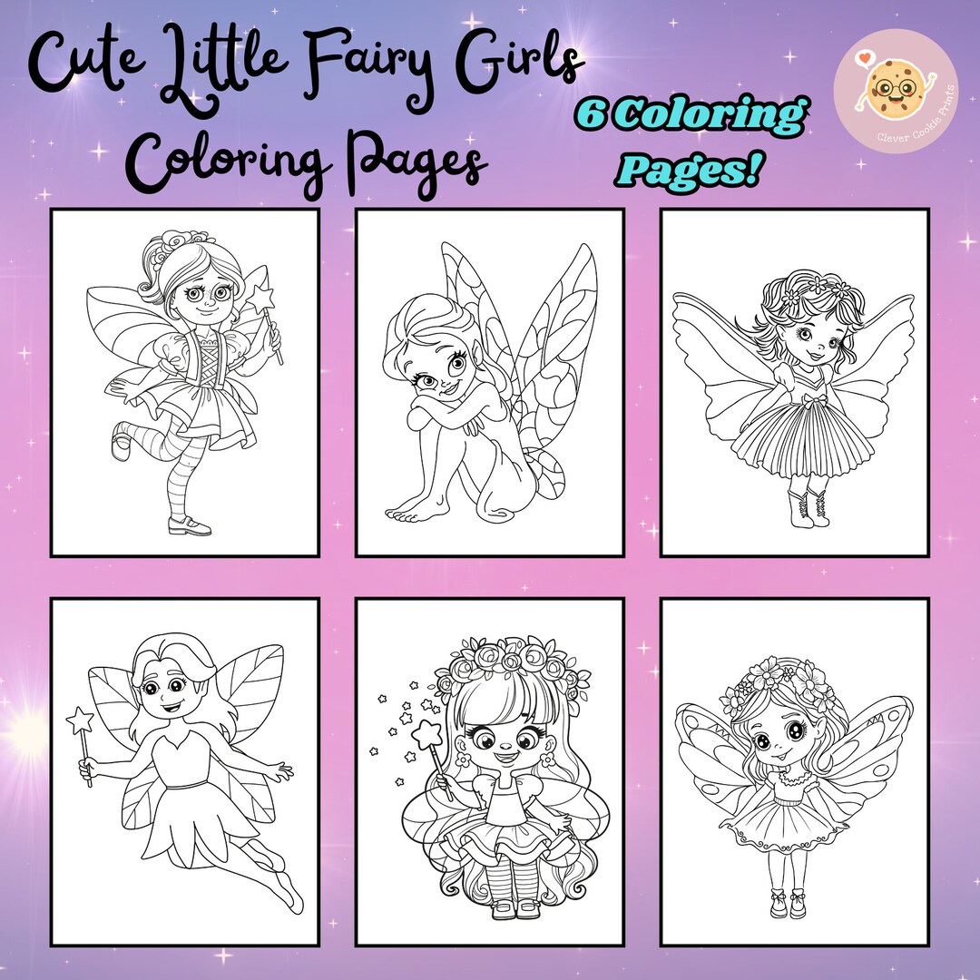 Cute Little Fairy Girls Coloring Pages PDF Download | Kids Coloring ...