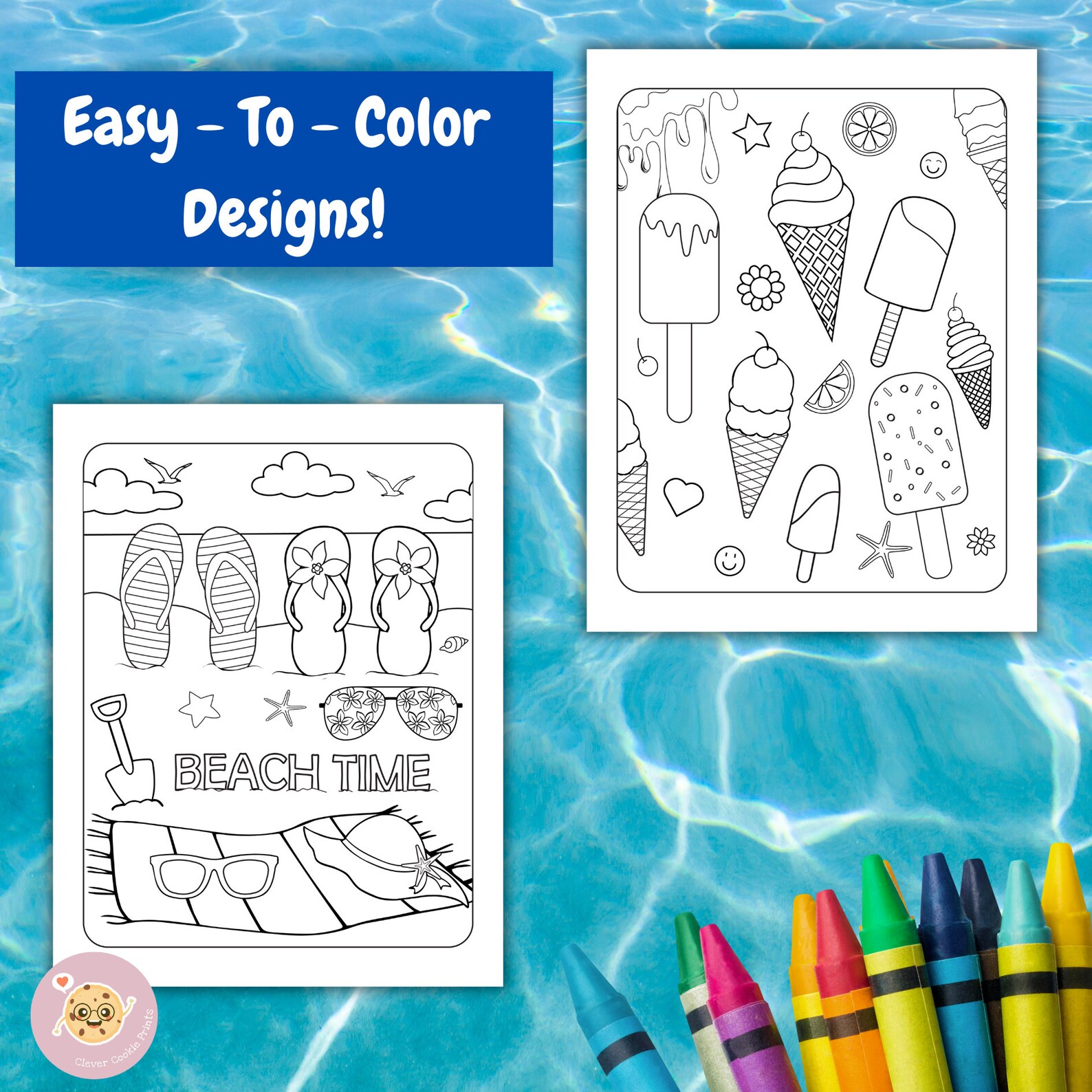 Summer Fun Coloring Page Set | PDF Instant Download | Printable ...
