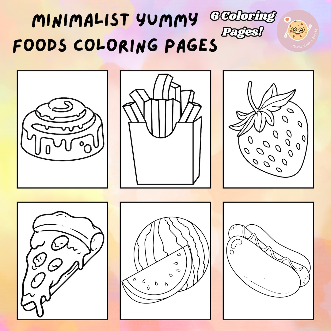 Minimalist Yummy Foods Coloring Pages | Easy to Color | Coloring Book ...