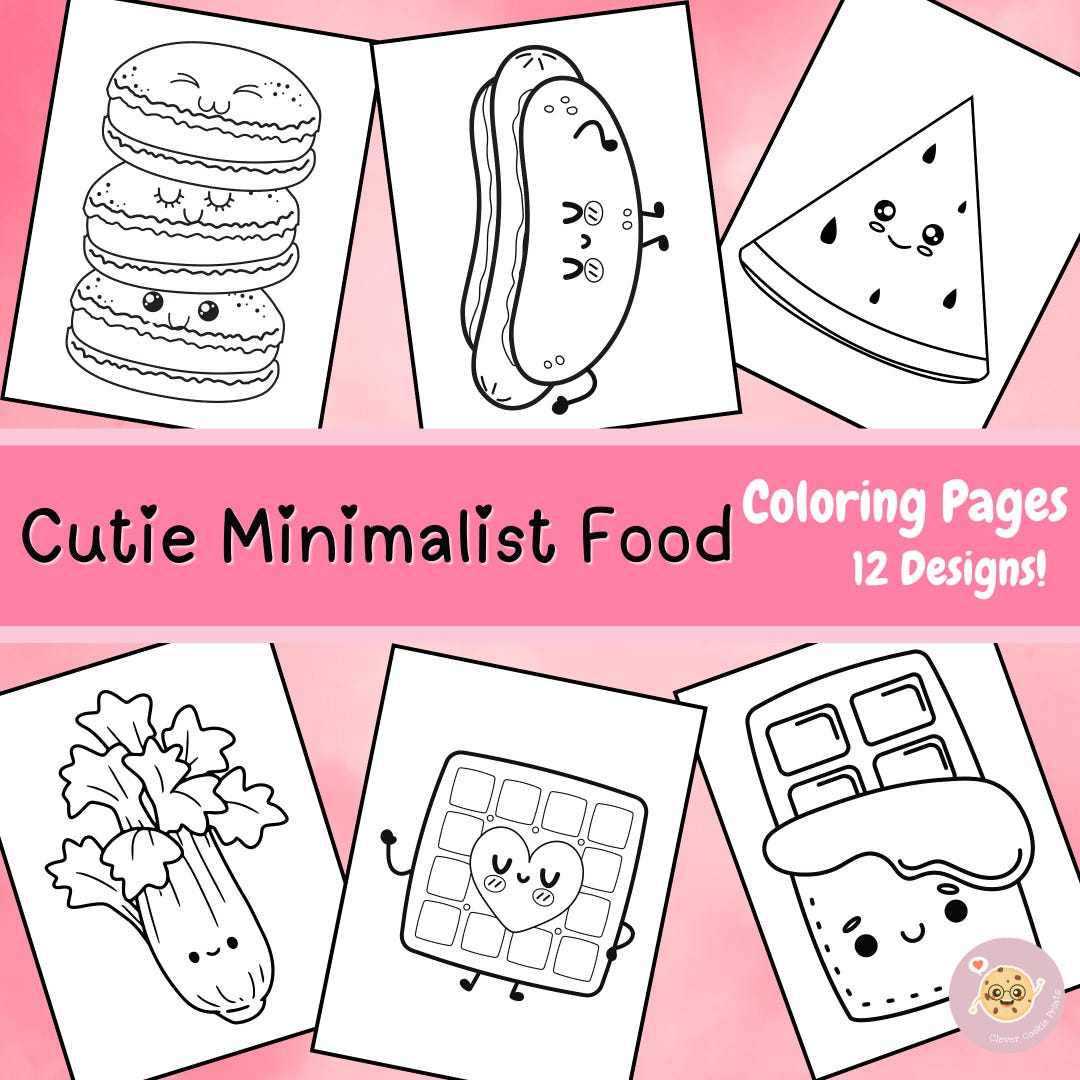 Cutie Minimalist Food Coloring Pages | PDF Coloring Pages | Instant ...