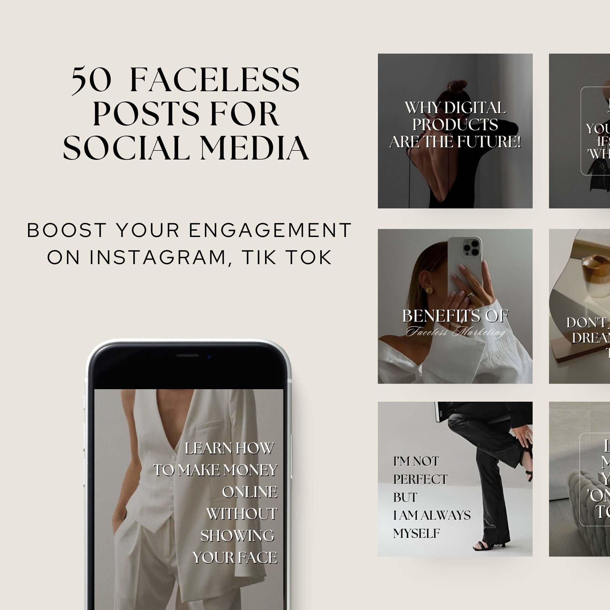 Faceless Aesthetic Posts Social Media Posts Faceless Marketing ...