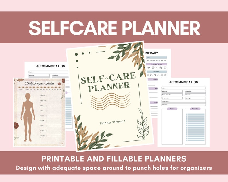 Self Care Planner Printable, Habit Tracker, Goals and Meal Planning ...