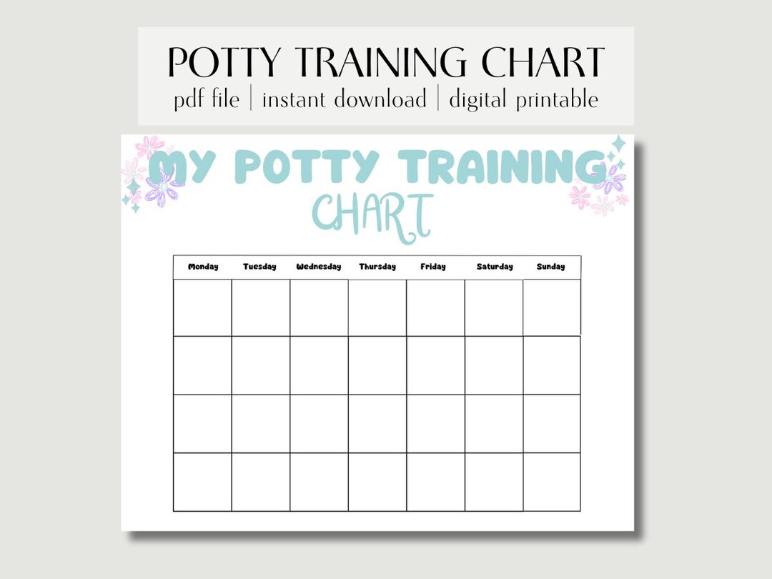 Floral Potty Training Tracker Chart for Girls Customizable, Simple ...