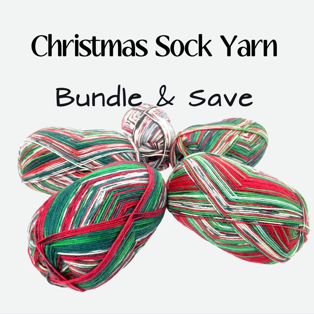 Christmas Sock Yarn Red Green Sock Yarn Pink Gift for Family Handmade ...