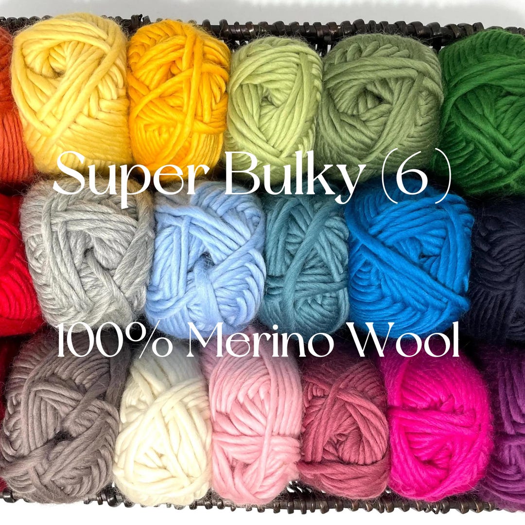 Merino Wool Chunky Yarn Super Bulky Yarn 6 Handmade Crochet Yarn Knit ...
