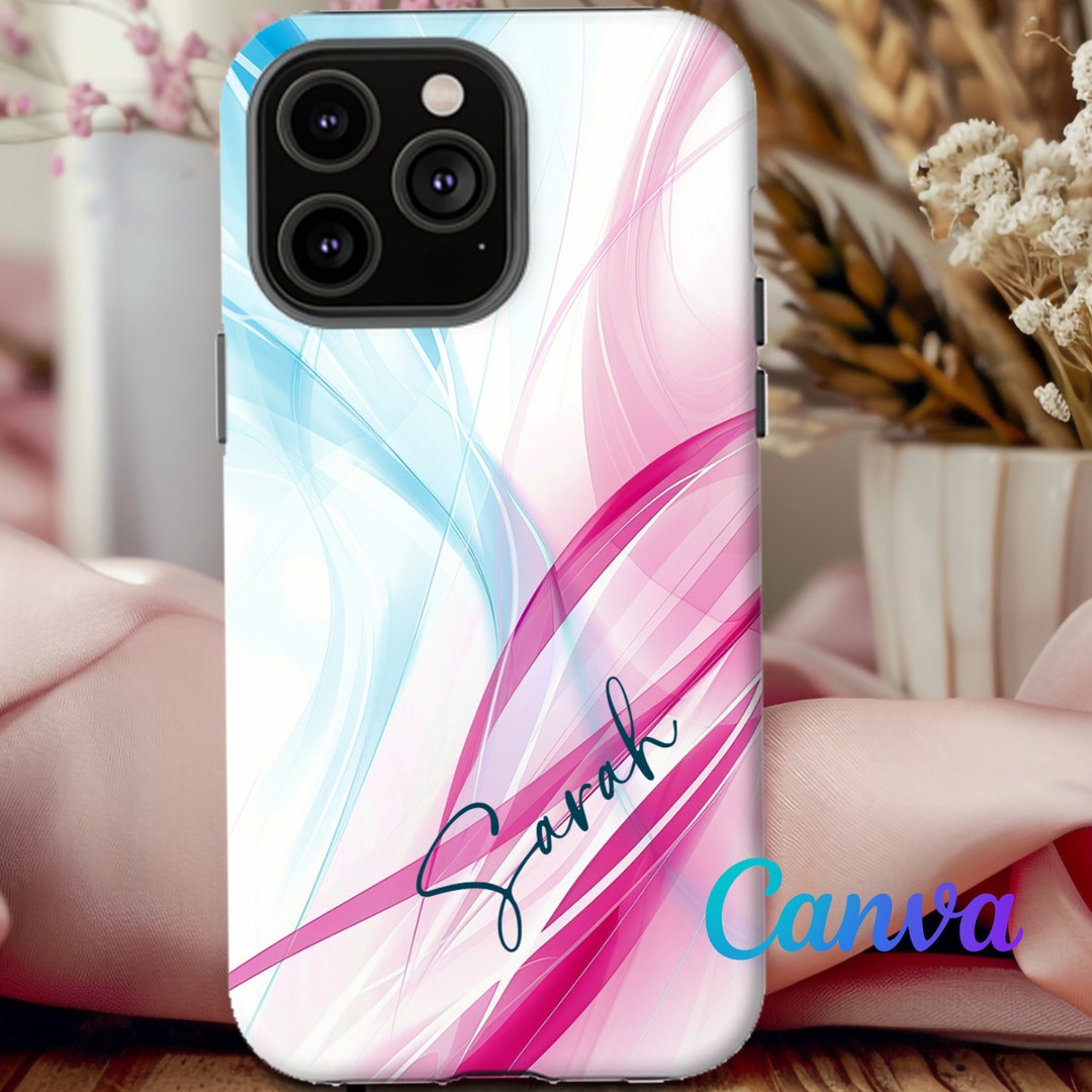 Pastel Colors Custom Name Phone Case Edit in Canva Personal Commercial ...