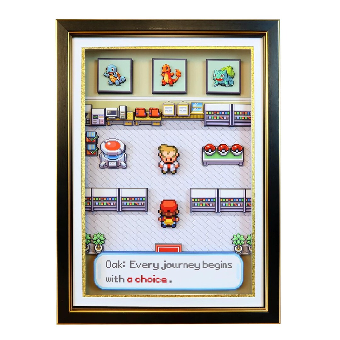 Pokémon 3D Diorama Wall Art – Kanto & Johto Lab Scene | Firered, Gold ...