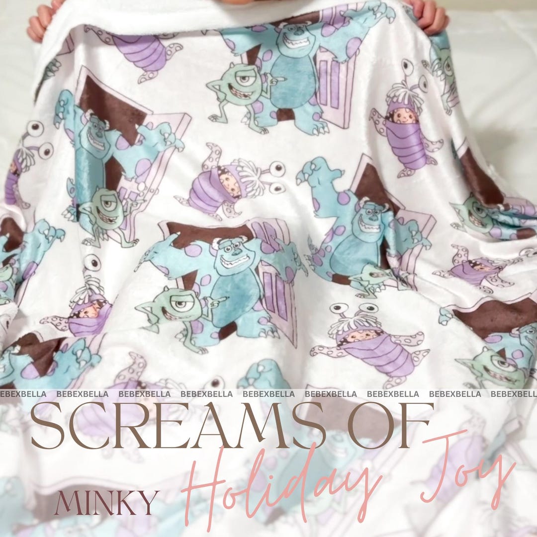 Monster Inspired Minky Plush Blanket Cozy Throw for Kids Infant Toddler ...