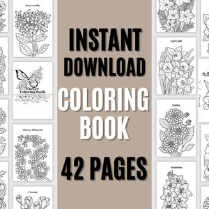 Botanical Flower Coloring Book Bundle, Relaxing Adult & Teen Instant ...