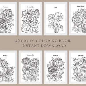 Botanical Flower Coloring Book Bundle, Relaxing Adult & Teen Instant ...