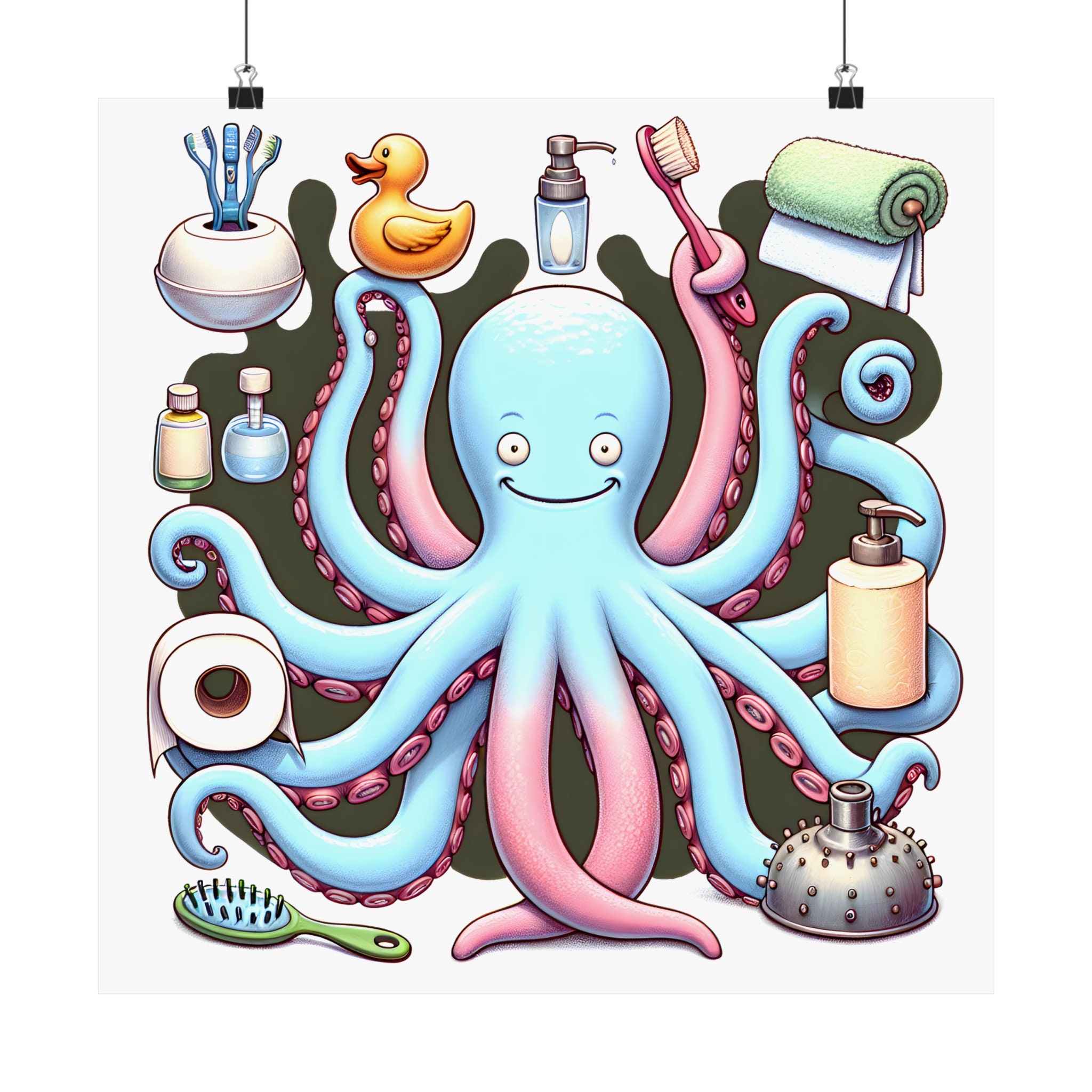 Octopus's Bathroom Blowout Poster - Etsy