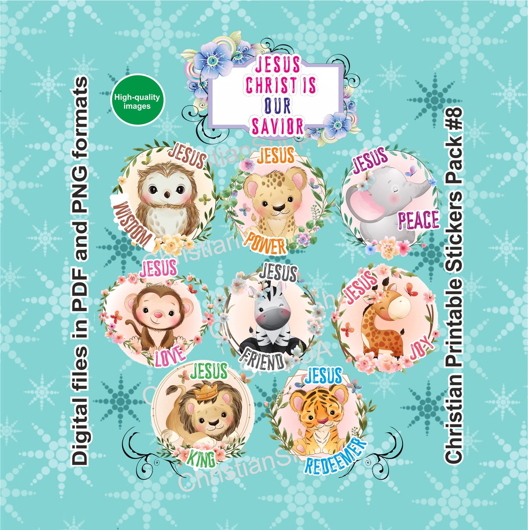 Digital Download Stickers, Christian Printable Stickers #8, Jesus ...