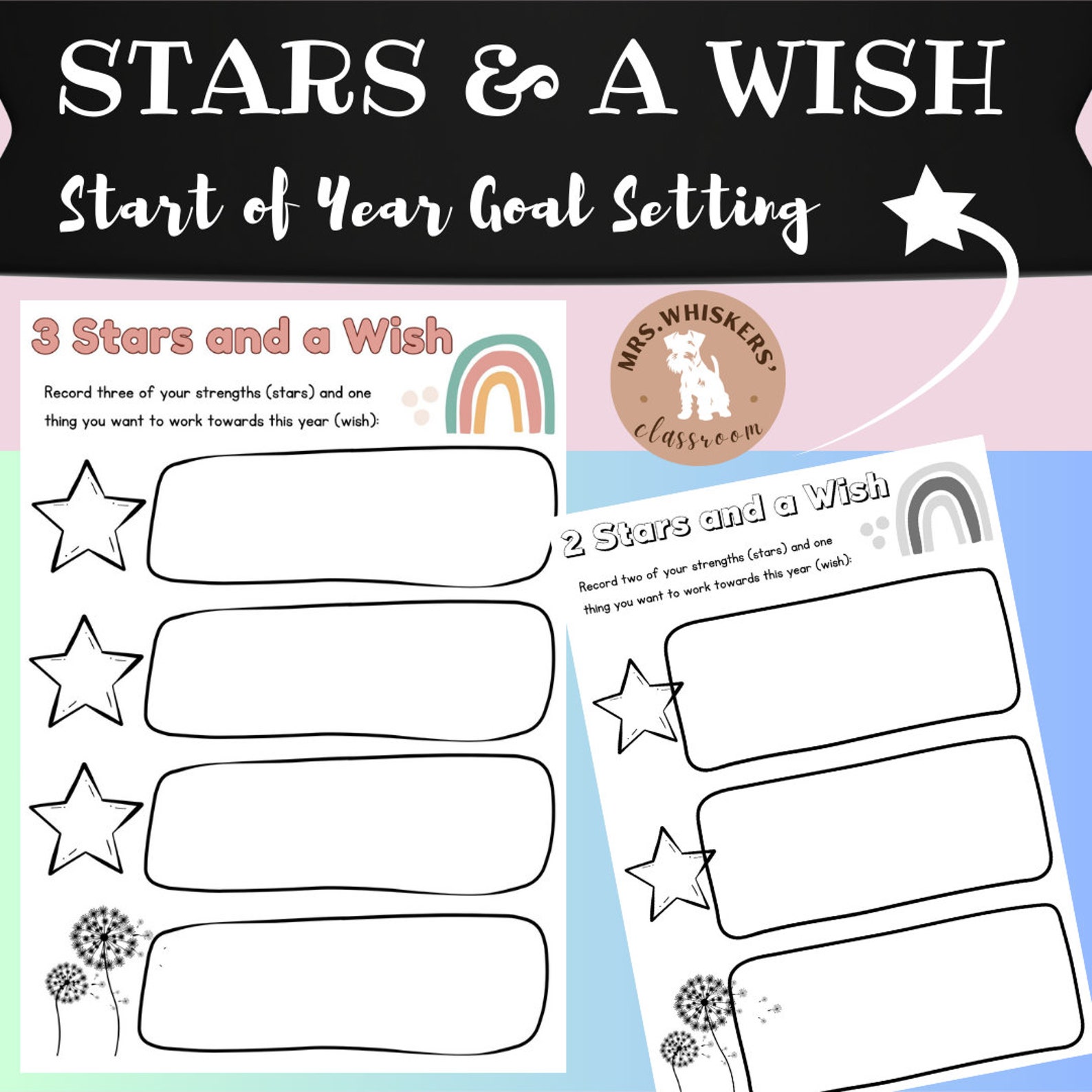 Stars & a Wish Writing Goal Setting First Week Back - Etsy