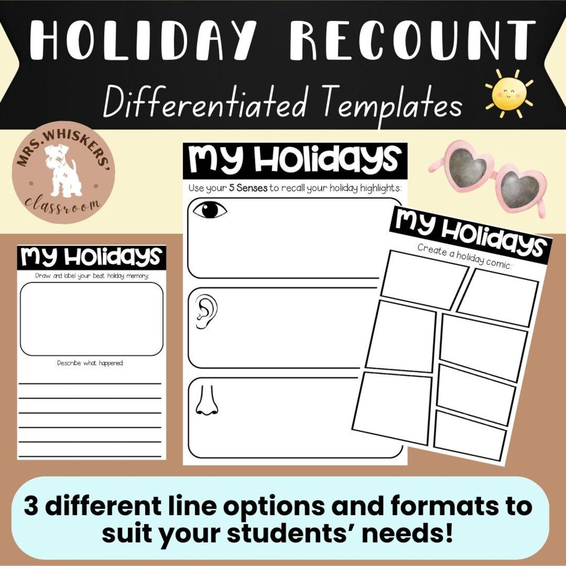 Holiday Recount Templates Back to School - Etsy
