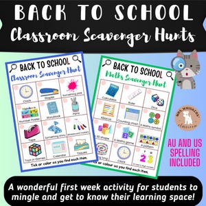 Back to School - Scavenger Hunts - Classroom - Math - Etsy
