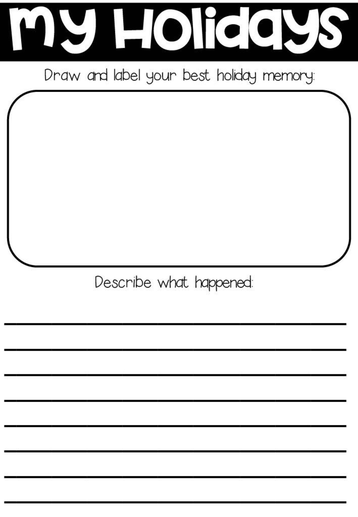 Holiday Recount Templates Back to School - Etsy