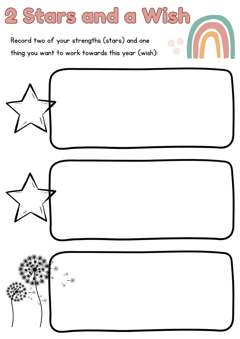 Stars & a Wish Writing Goal Setting First Week Back - Etsy