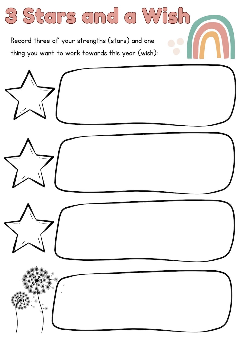 Stars & a Wish Writing Goal Setting First Week Back - Etsy