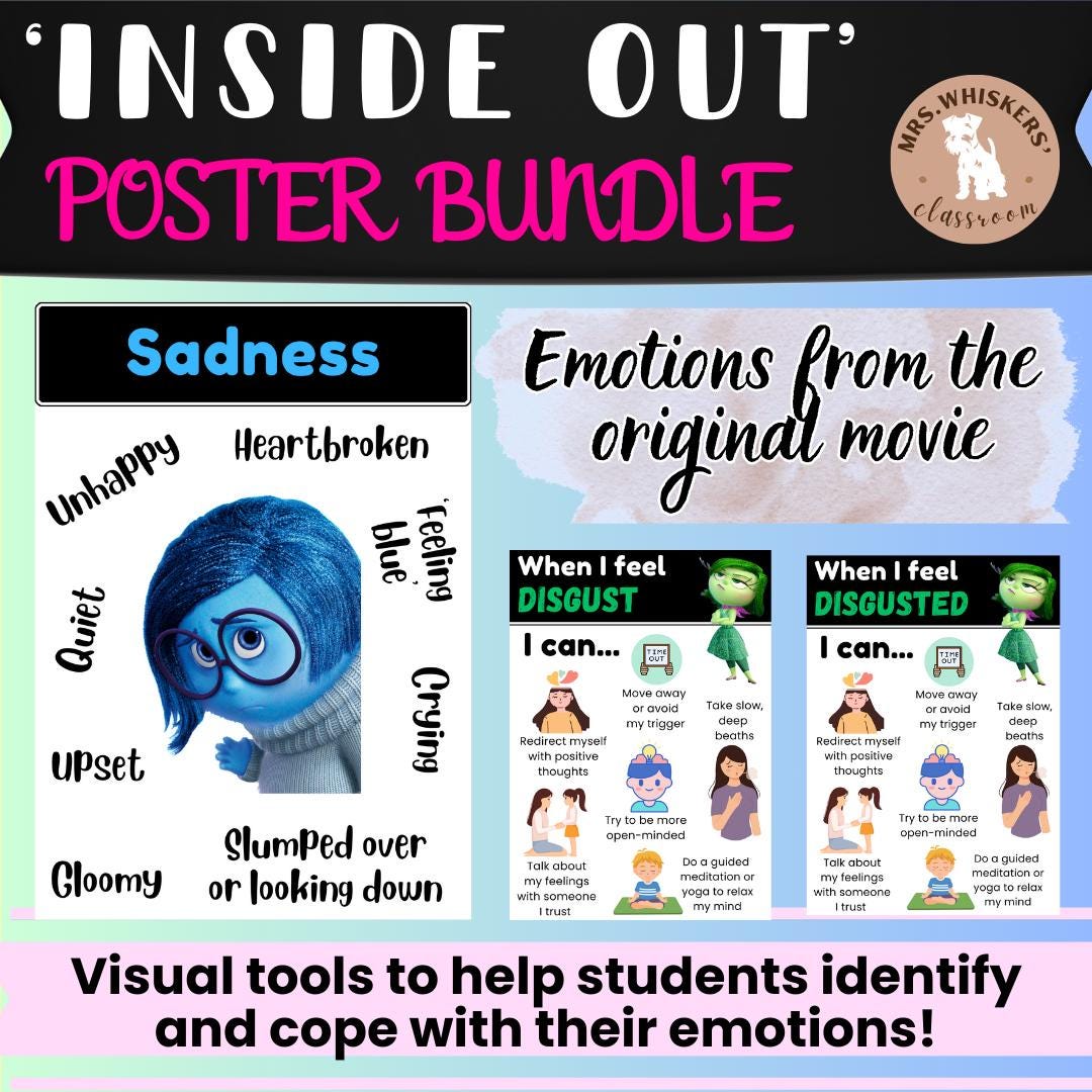 Inside Out Posters - Identifying Emotions & Coping Skills - BUNDLE - Etsy