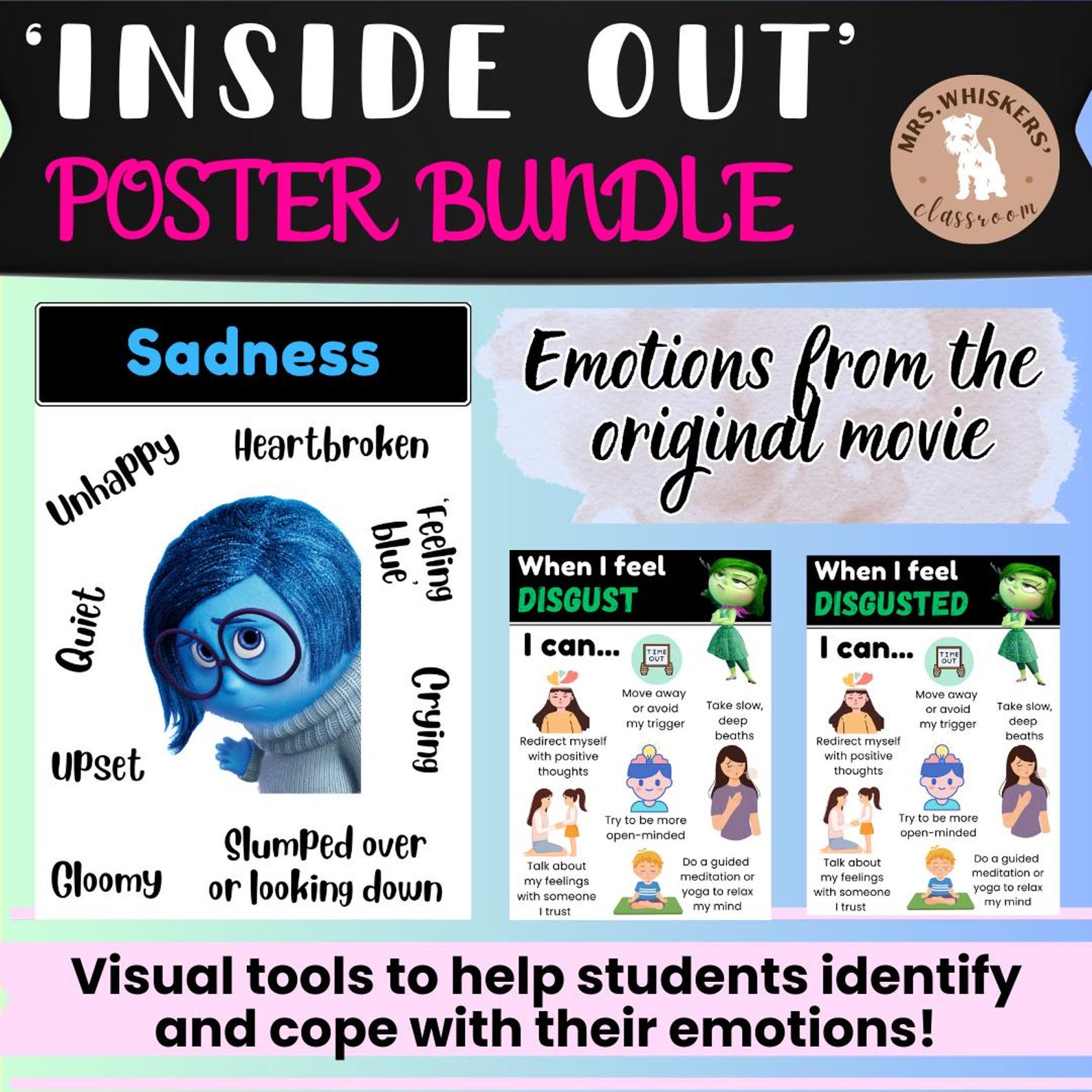 Inside Out Posters - Identifying Emotions & Coping Skills - BUNDLE - Etsy