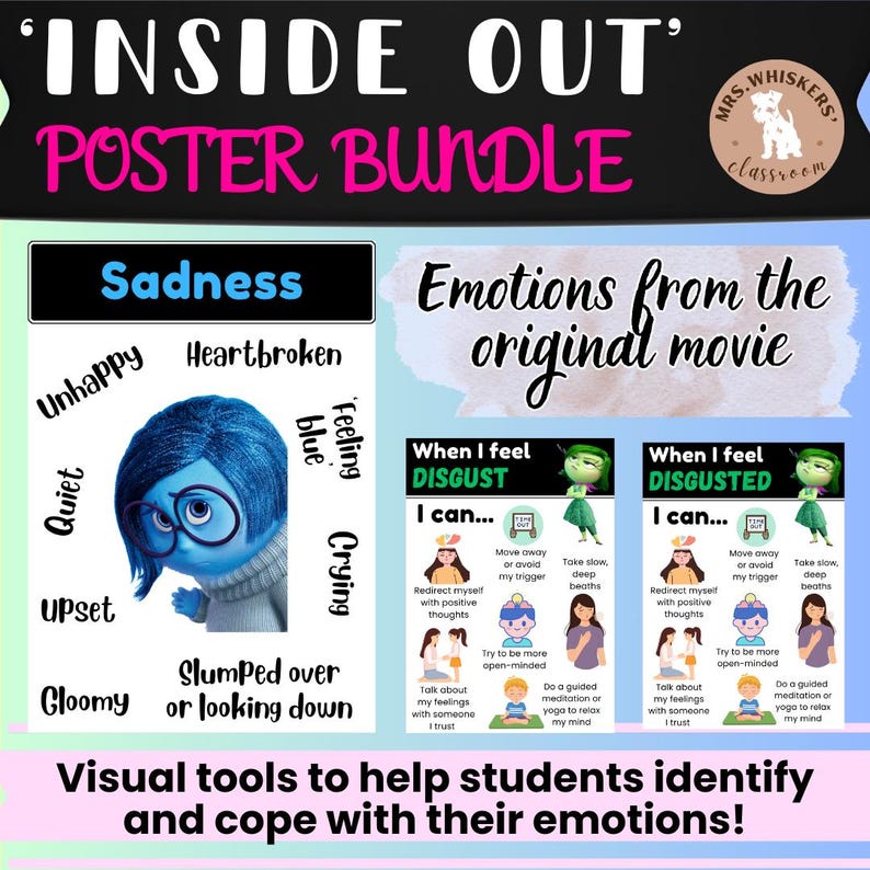 Inside Out Posters - Identifying Emotions & Coping Skills - BUNDLE - Etsy
