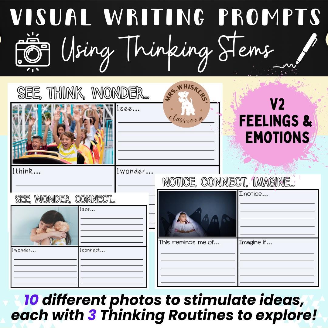 Visual Writing Prompts - Thinking Stems - Feelings and Emotions - Etsy