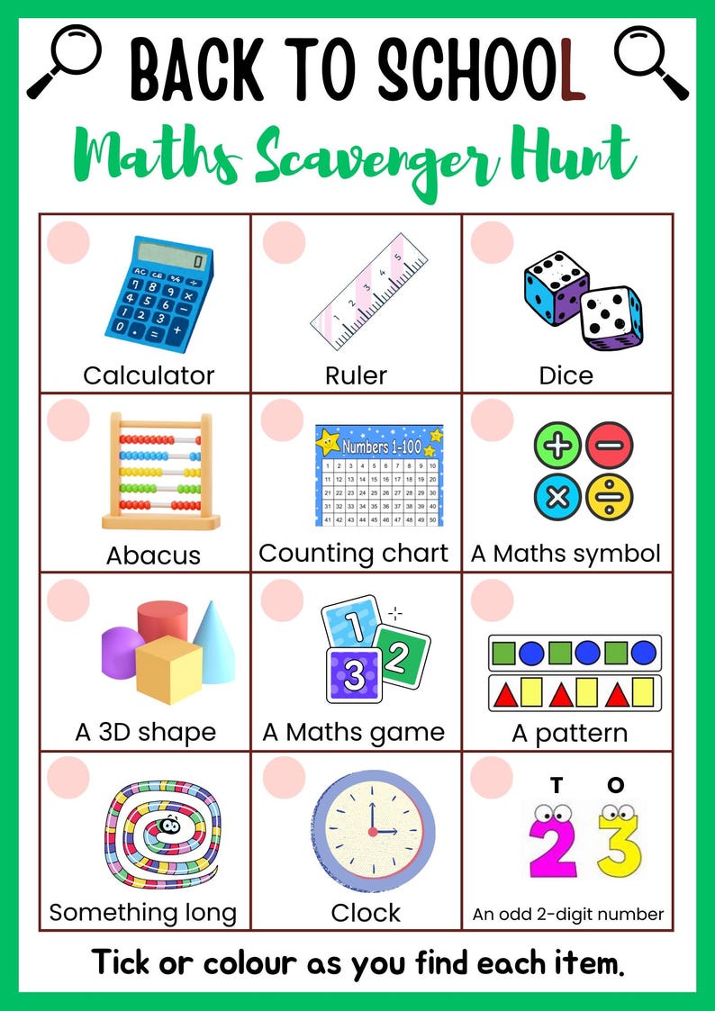 Back to School - Scavenger Hunts - Classroom - Math - Etsy