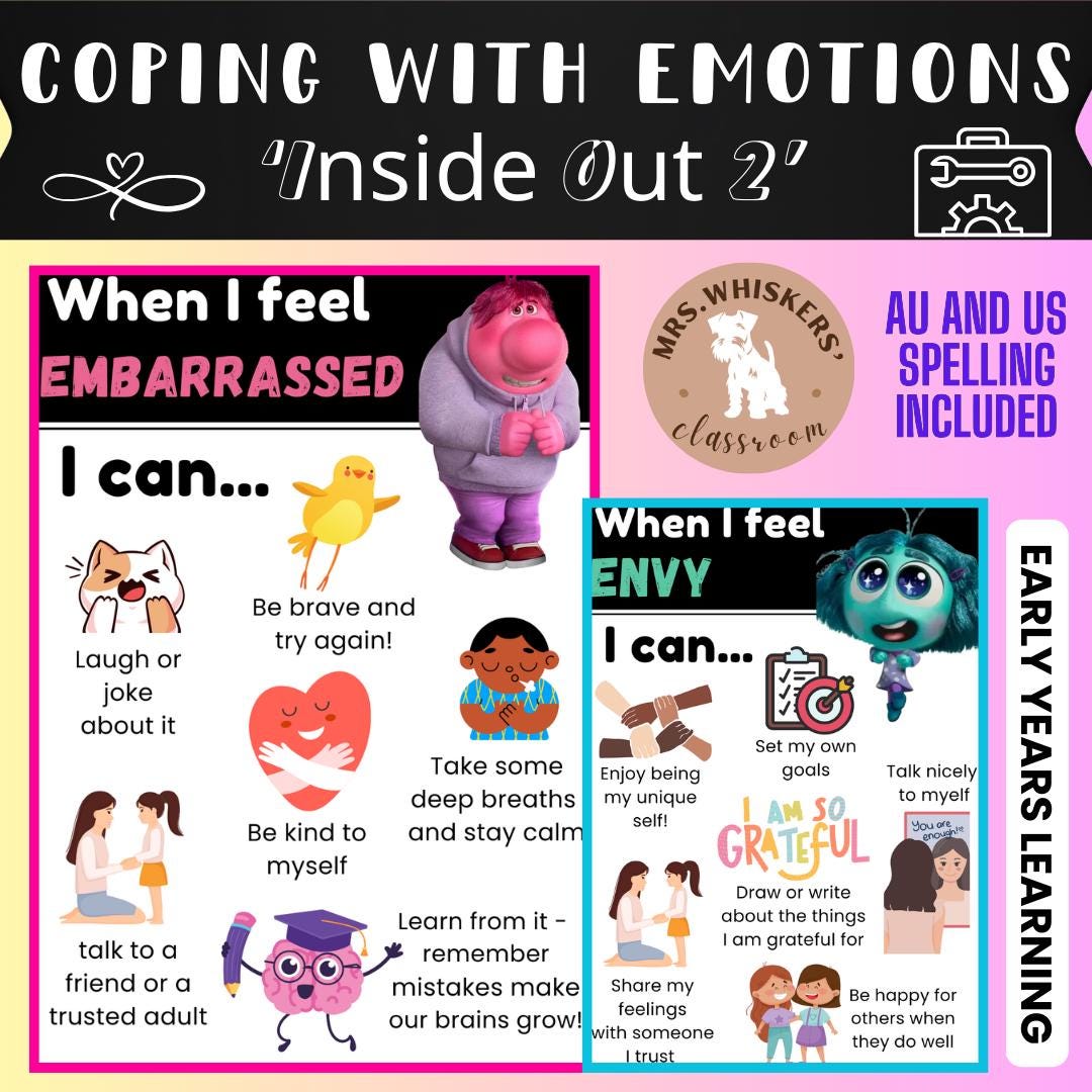 Inside Out 2 Posters - Coping With Emotions - Emotional Regulation - Etsy