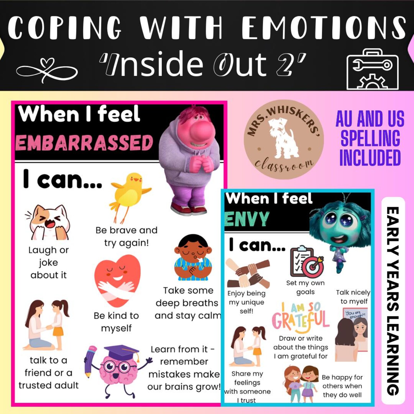 Inside Out 2 Posters - Coping With Emotions - Emotional Regulation - Etsy